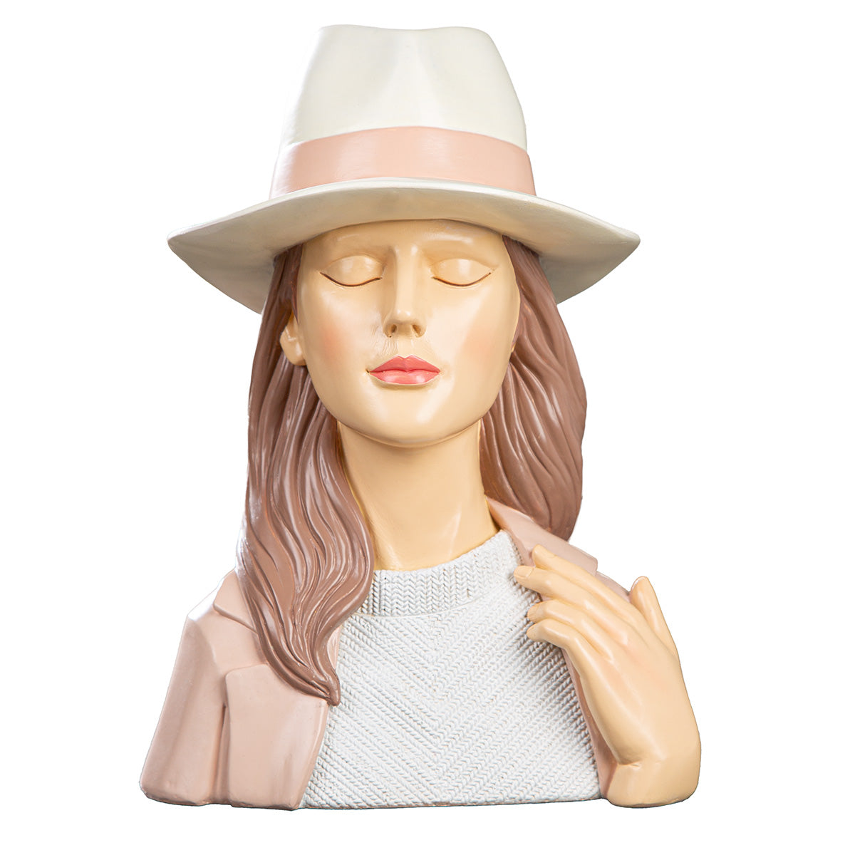 Figur Frau „Lady Adeline“ mit Hut & rosa Jacke – Luxurelle-Shop